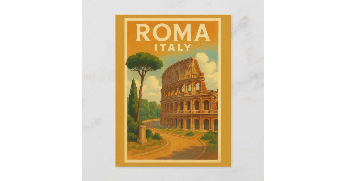 Iconic Rome: Colosseum Vintage Travel Postcard | Zazzle
