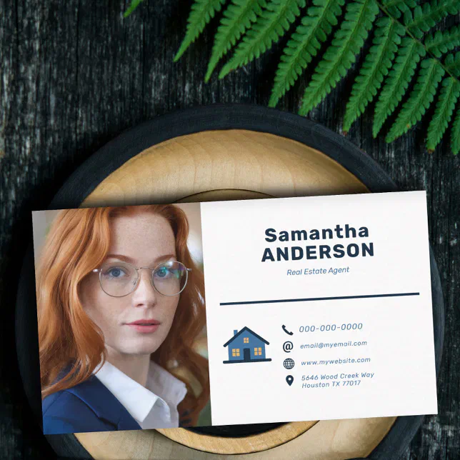 Icons & Custom Photo - Real Estate Agent Business Card | Zazzle