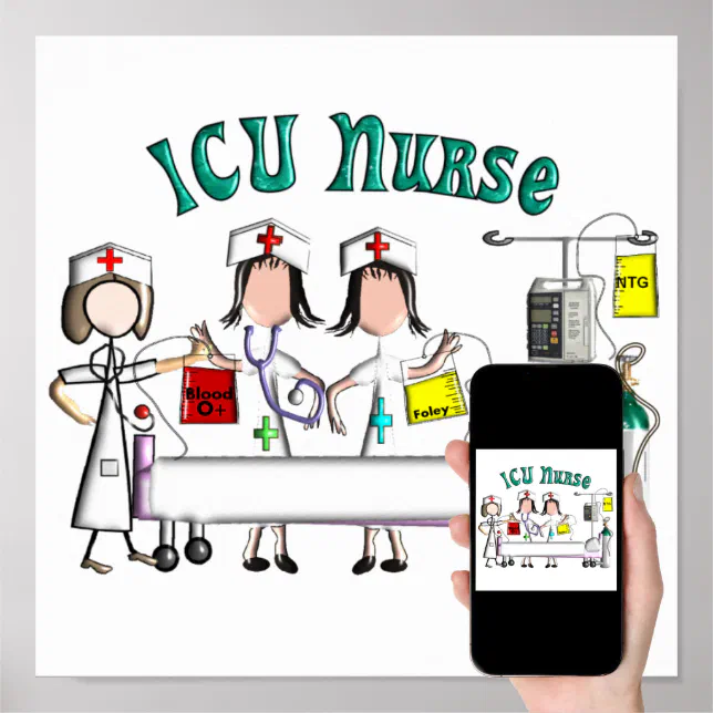 ICU Nurse Canvas Art -Unique 3D Artist Graphics Poster | Zazzle