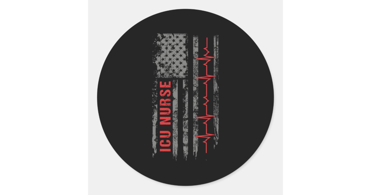 Icu Nurse Critical Care American Flag Classic Round Sticker | Zazzle