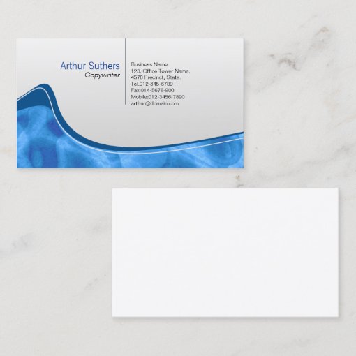 Icy Blue Abstract Wave Copywrite Business Card | Zazzle