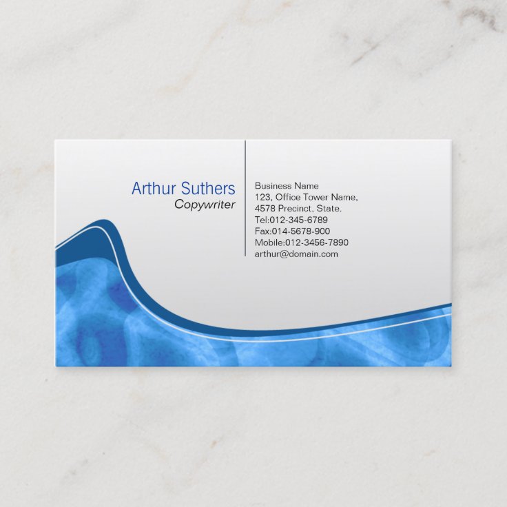 Icy Blue Abstract Wave Copywrite Business Card | Zazzle