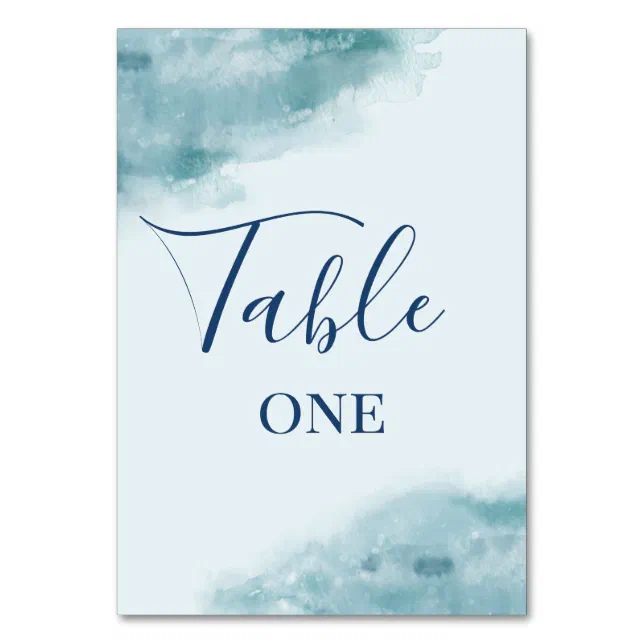Icy Blue Frosted Watercolor Table Number | Zazzle
