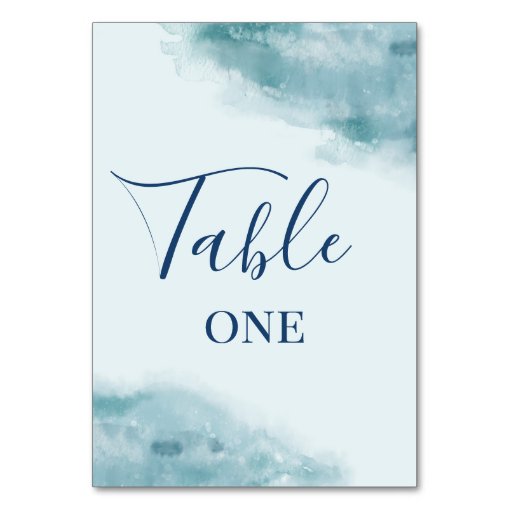 Icy Blue Frosted Watercolor Table Number | Zazzle