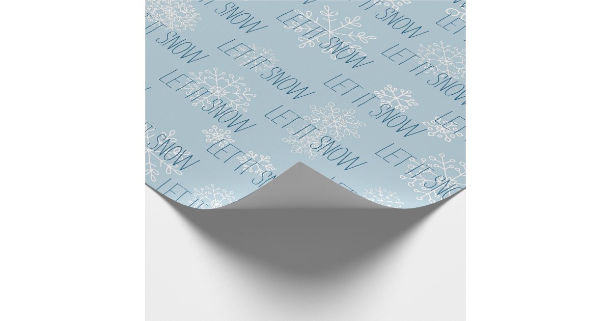 Icy Blue Let It Snow Snowflakes Christmas Holiday Wrapping Paper | Zazzle