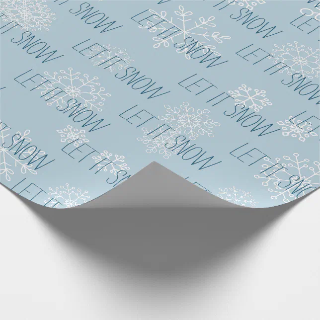 Icy Blue Let It Snow Snowflakes Christmas Holiday Wrapping Paper | Zazzle