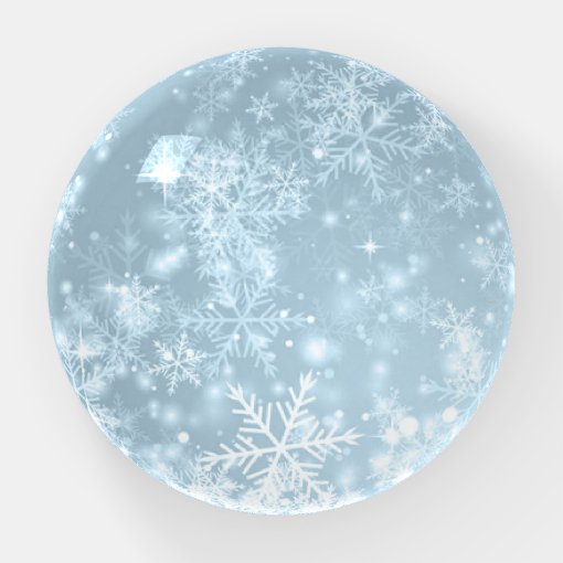 Icy Blue Snowflakes Paperweight | Zazzle