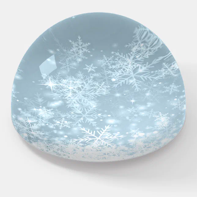Icy Blue Snowflakes Paperweight | Zazzle