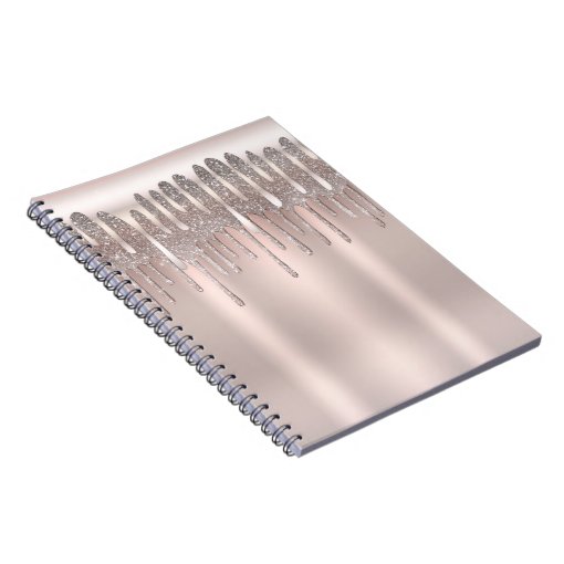 Icy Pink Rose Gold Diamond Glitter Sparkle Drip Notebook | Zazzle