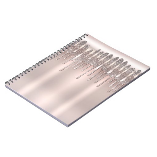 Icy Pink Rose Gold Diamond Glitter Sparkle Drip Notebook | Zazzle