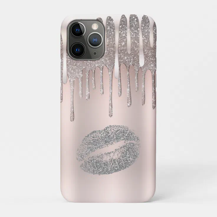 Icy Pink Silver Lips Diamond Glitter Sparkle Drip Case-Mate iPhone Case ...