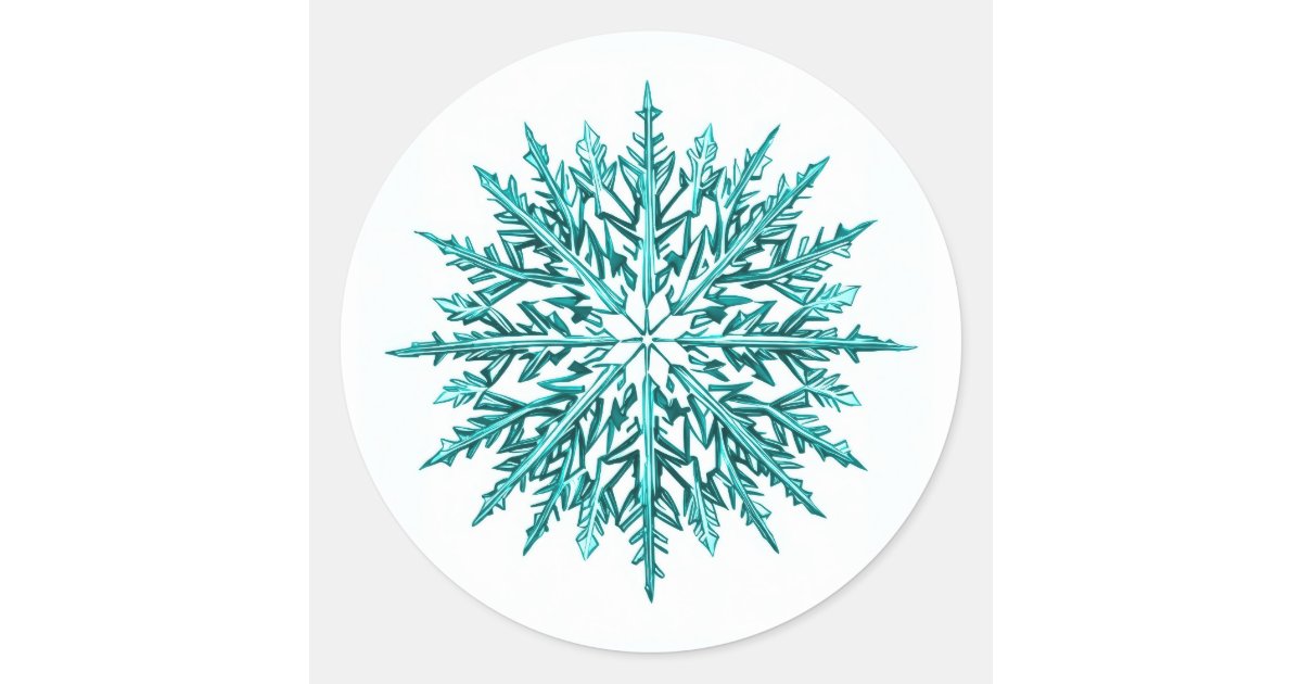 Icy Snowflake Classic Round Sticker | Zazzle