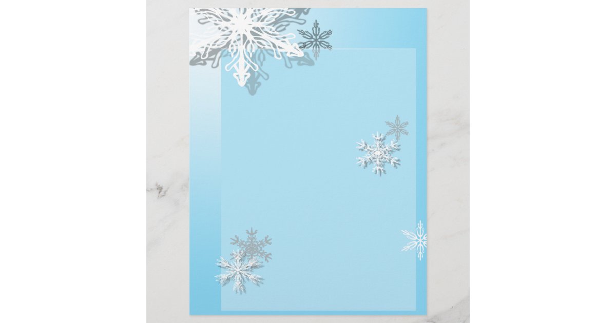 Icy Snowflake Letterhead Stationary | Zazzle