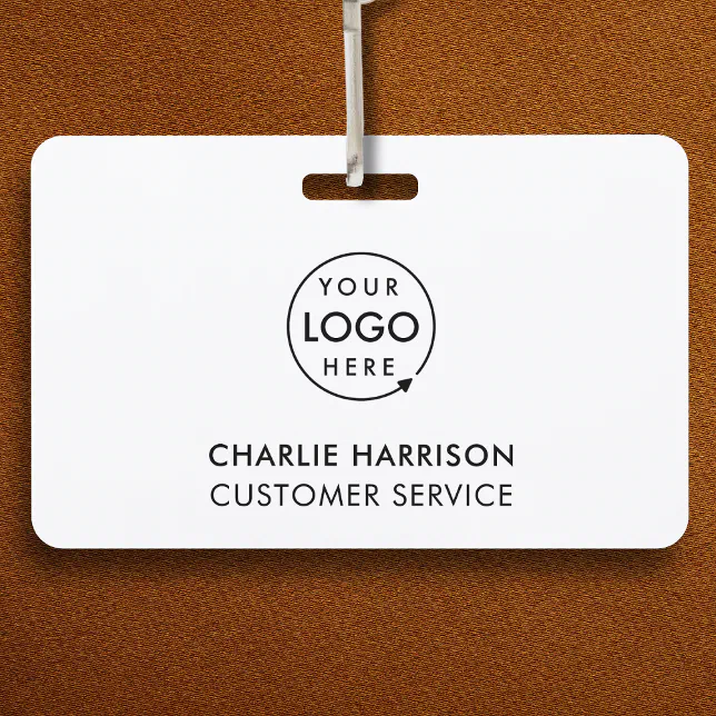 ID Badge Card | Business Employee Staff Logo White | Zazzle
