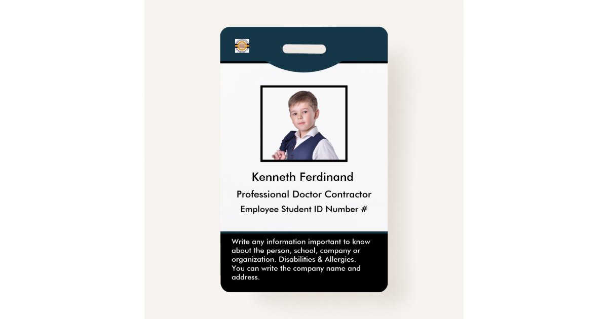 ID Identification Card Bar Code Photo Badge | Zazzle