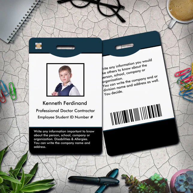 ID Identification Card Bar Code Photo Badge | Zazzle