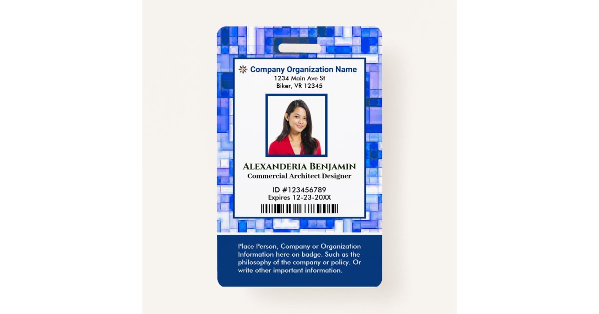 ID Identification Card Bar Code Photo Modern Badge | Zazzle