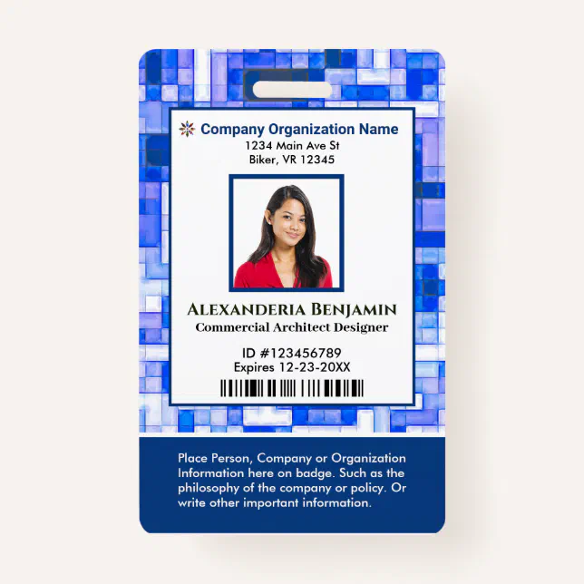 ID Identification Card Bar Code Photo Modern Badge | Zazzle