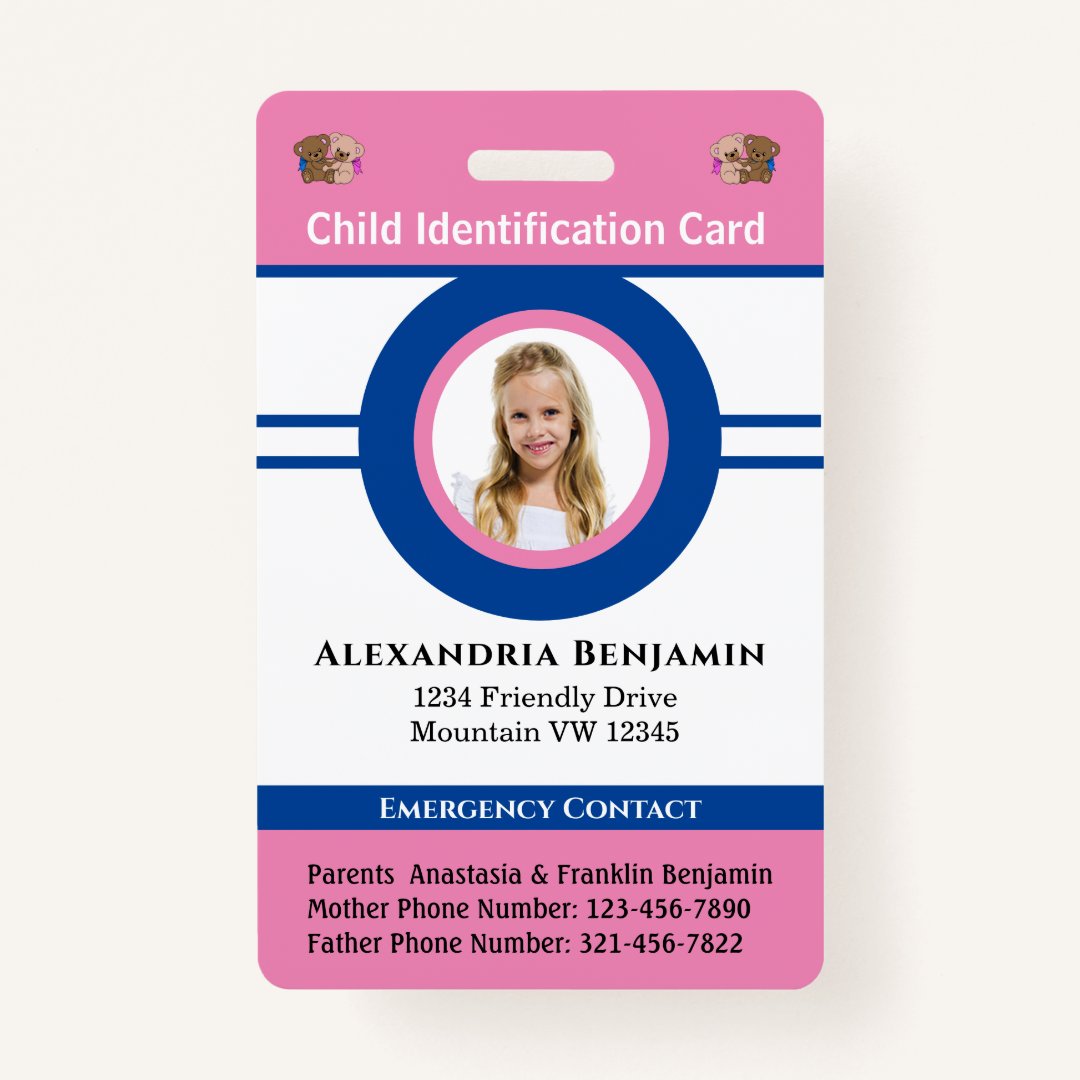 Id Identification Card Boy Girl Child Photo Custom Badge | Zazzle