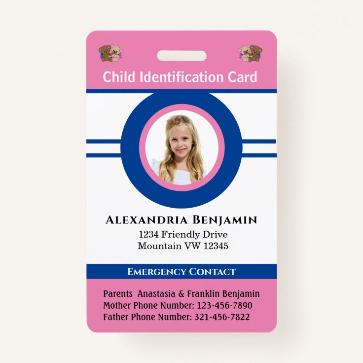 Id Identification Card Boy Girl Child Photo Custom Badge | Zazzle