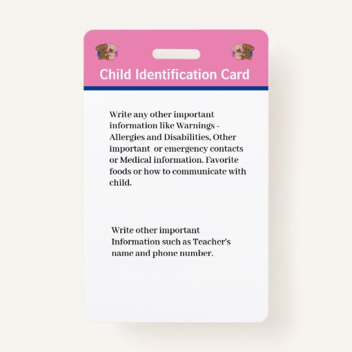 Id Identification Card Boy Girl Child Photo Custom Badge | Zazzle