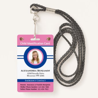 Id Identification Card Boy Girl Child Photo Custom Badge | Zazzle