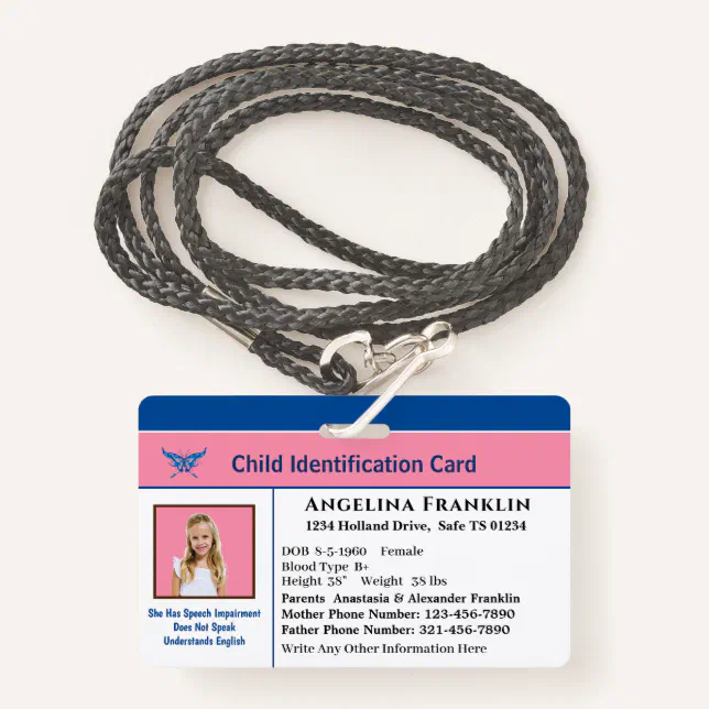 Id Identification Card Boy Girl Child Photo Custom Badge | Zazzle
