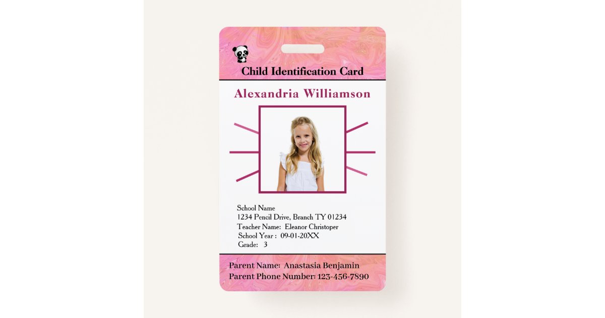 Id Identification Card Boy Girl Child Photo Custom Badge | Zazzle