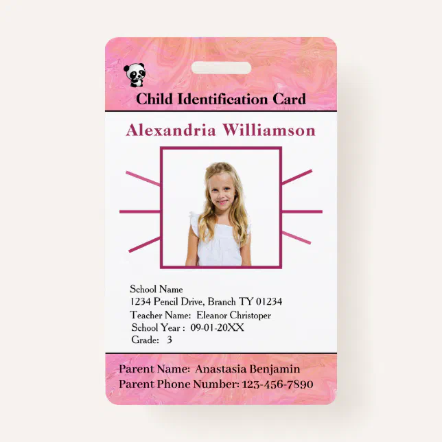Id Identification Card Boy Girl Child Photo Custom Badge | Zazzle