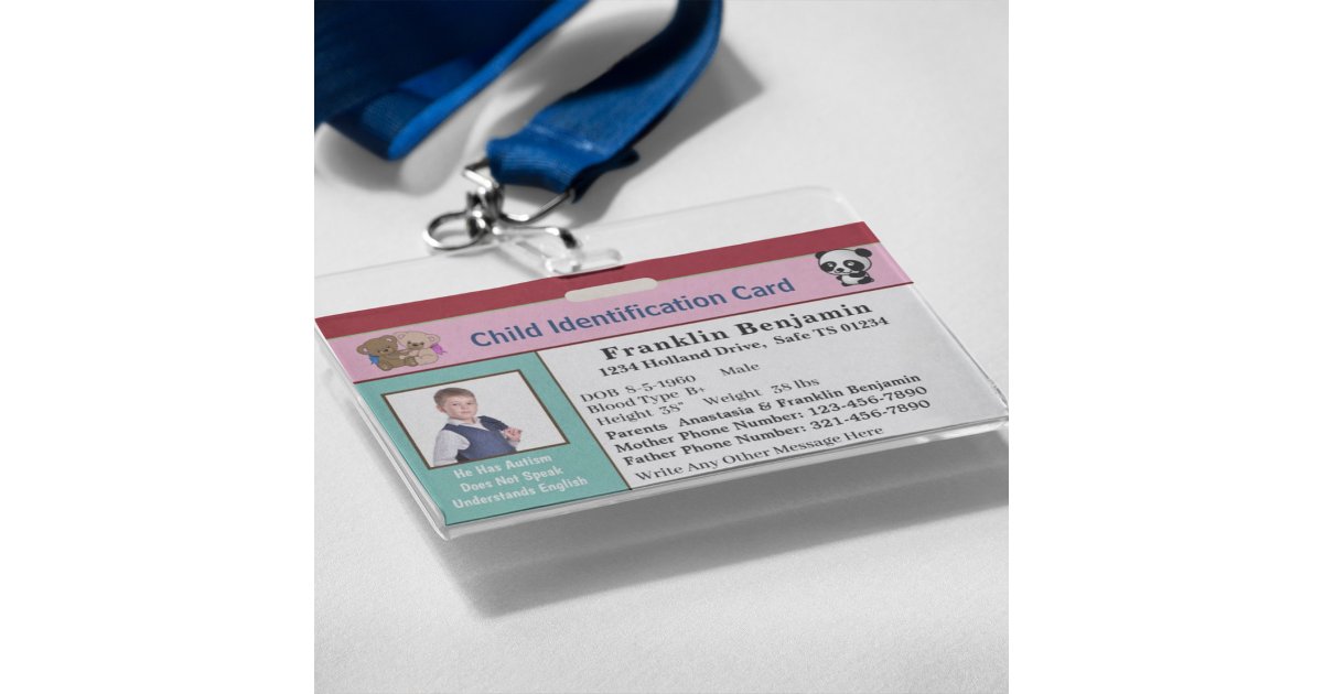 Id Identification Card Boy Girl Child Photo Custom Badge | Zazzle