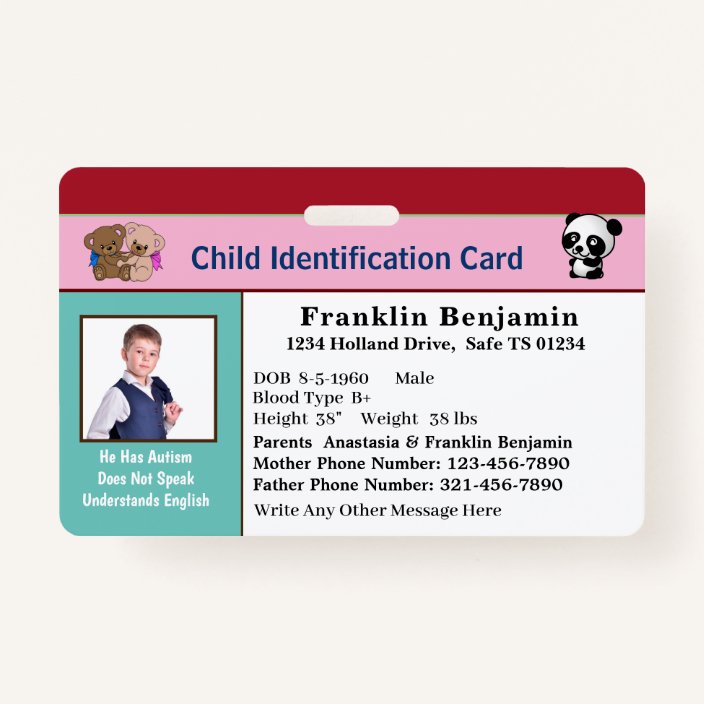 Id Identification Card Boy Girl Child Photo Custom Badge | Zazzle.com
