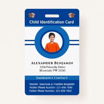 Id Identification Card Boy Girl Child Photo Custom Badge | Zazzle