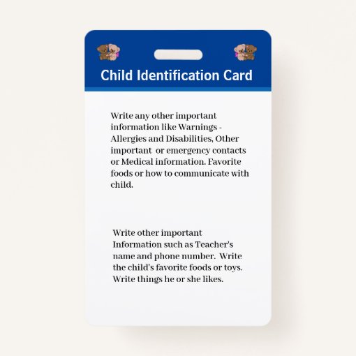 Id Identification Card Boy Girl Child Photo Custom Badge | Zazzle