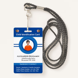 Id Identification Card Boy Girl Child Photo Custom Badge | Zazzle