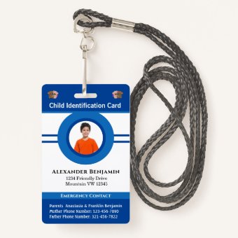 Id Identification Card Boy Girl Child Photo Custom Badge | Zazzle
