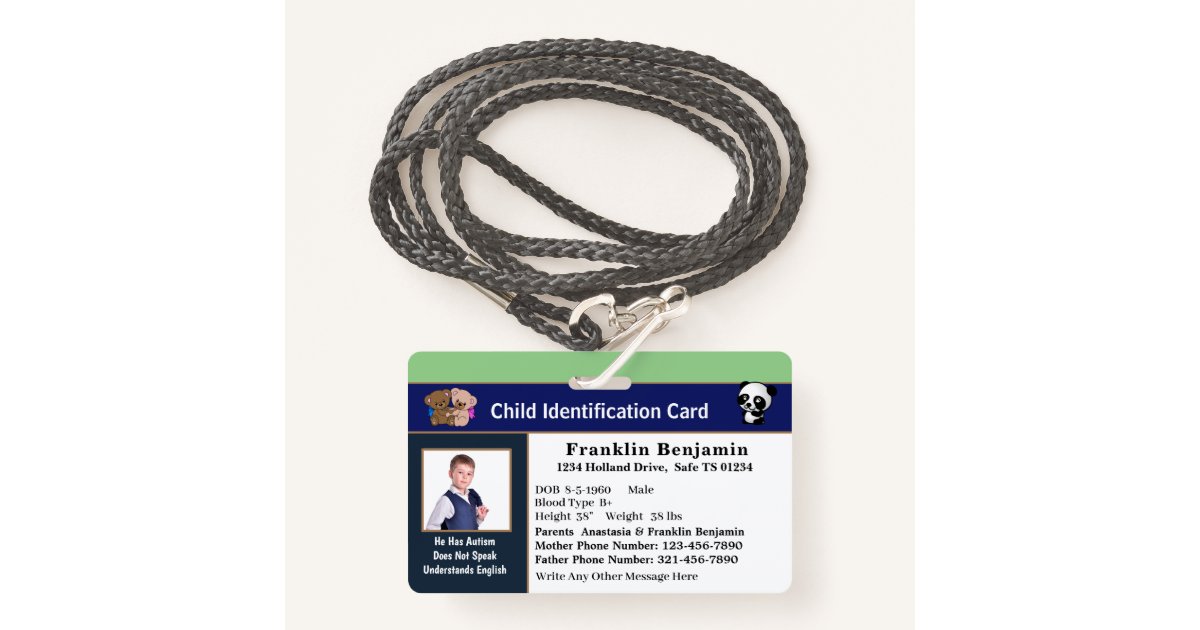 Id Identification Cards Kids Child Photo Custom Badge | Zazzle