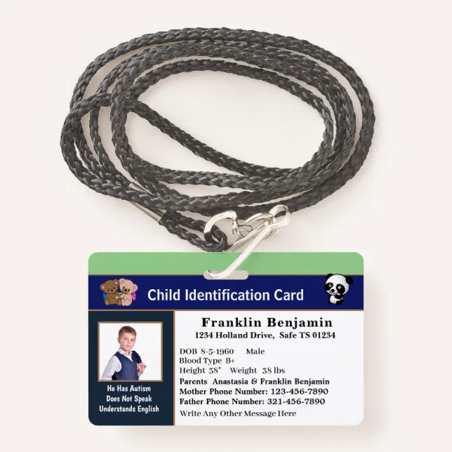 Id Identification Cards Kids Child Photo Custom Badge | Zazzle