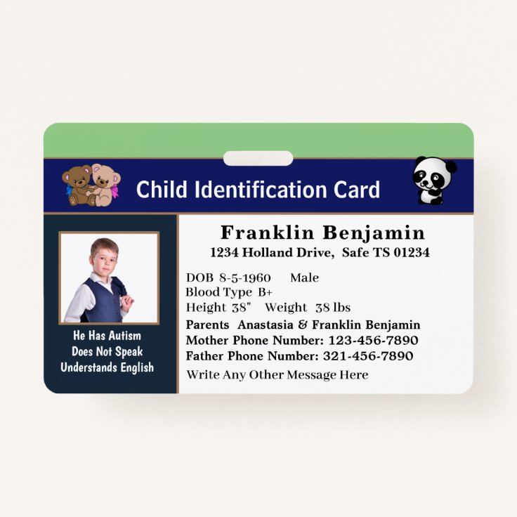 Id Identification Cards Kids Child Photo Custom Badge | Zazzle