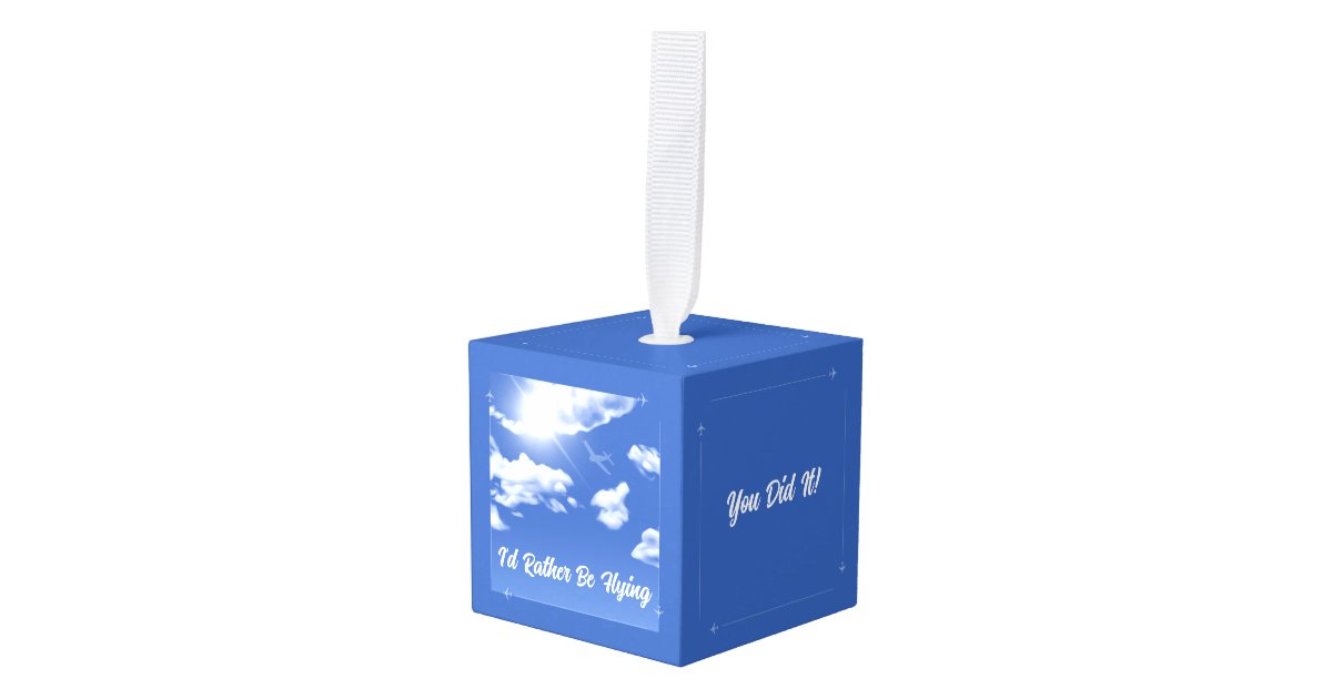 "I'd Rather Be Flying" Pilot Plane Cube Ornament | Zazzle