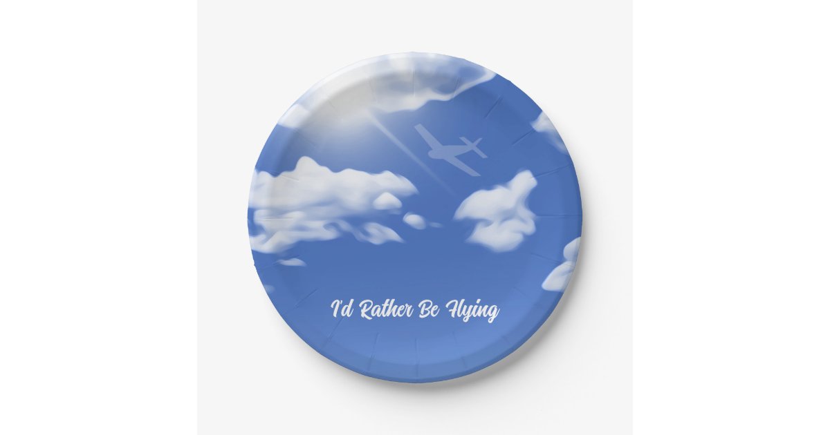 "I'd Rather Be Flying" Plane Party Paper Plates | Zazzle