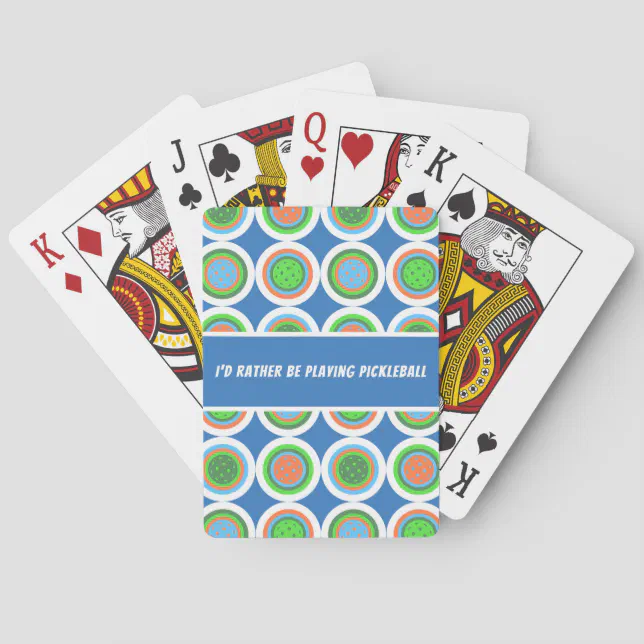 I'd Rather Be Playing Pickleball Summer Colors Poker Cards | Zazzle