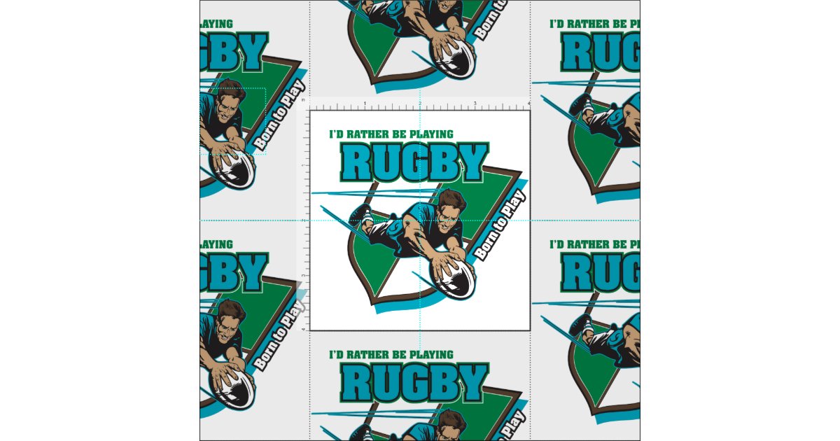 I'd Rather Be Playing Rugby Fabric | Zazzle