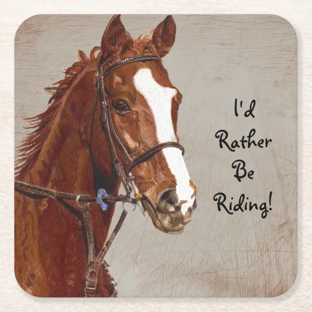 I'd Rather Be Riding Horse Square Paper Coaster | Zazzle