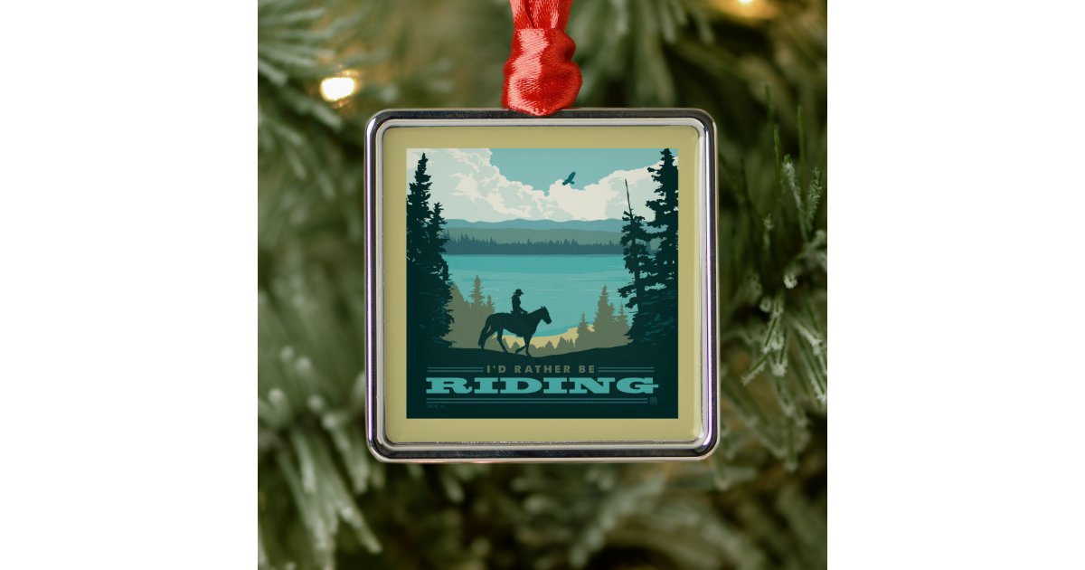 I'd Rather Be Riding Metal Ornament | Zazzle