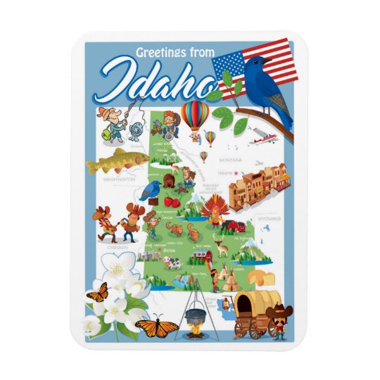 Idaho Cartoon Map Magnet | Zazzle.com