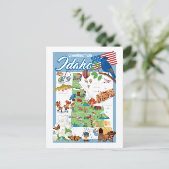 Idaho Cartoon Map Postcard | Zazzle