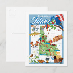 Idaho Cartoon Map Postcard | Zazzle
