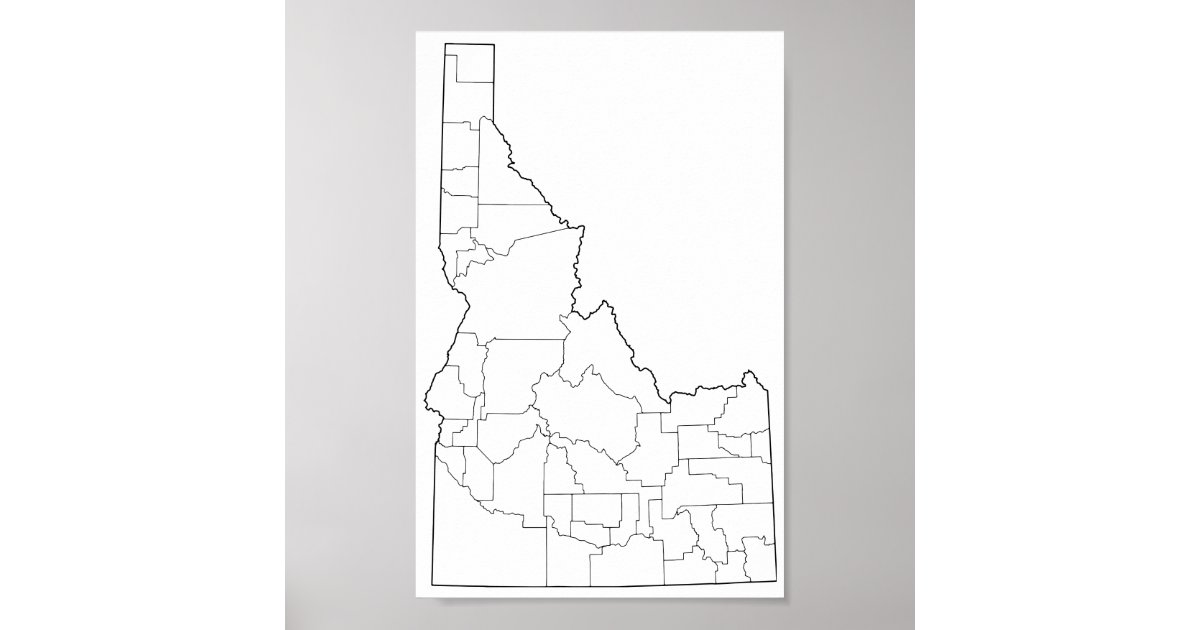 Idaho Counties Blank Outline Map Poster | Zazzle