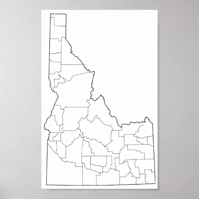 Idaho Counties Blank Outline Map Poster | Zazzle