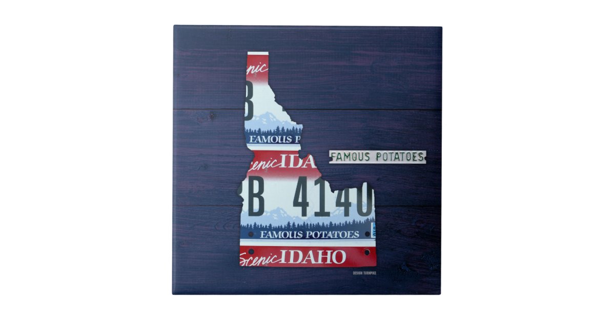 Idaho License Plate Map Ceramic Tile | Zazzle